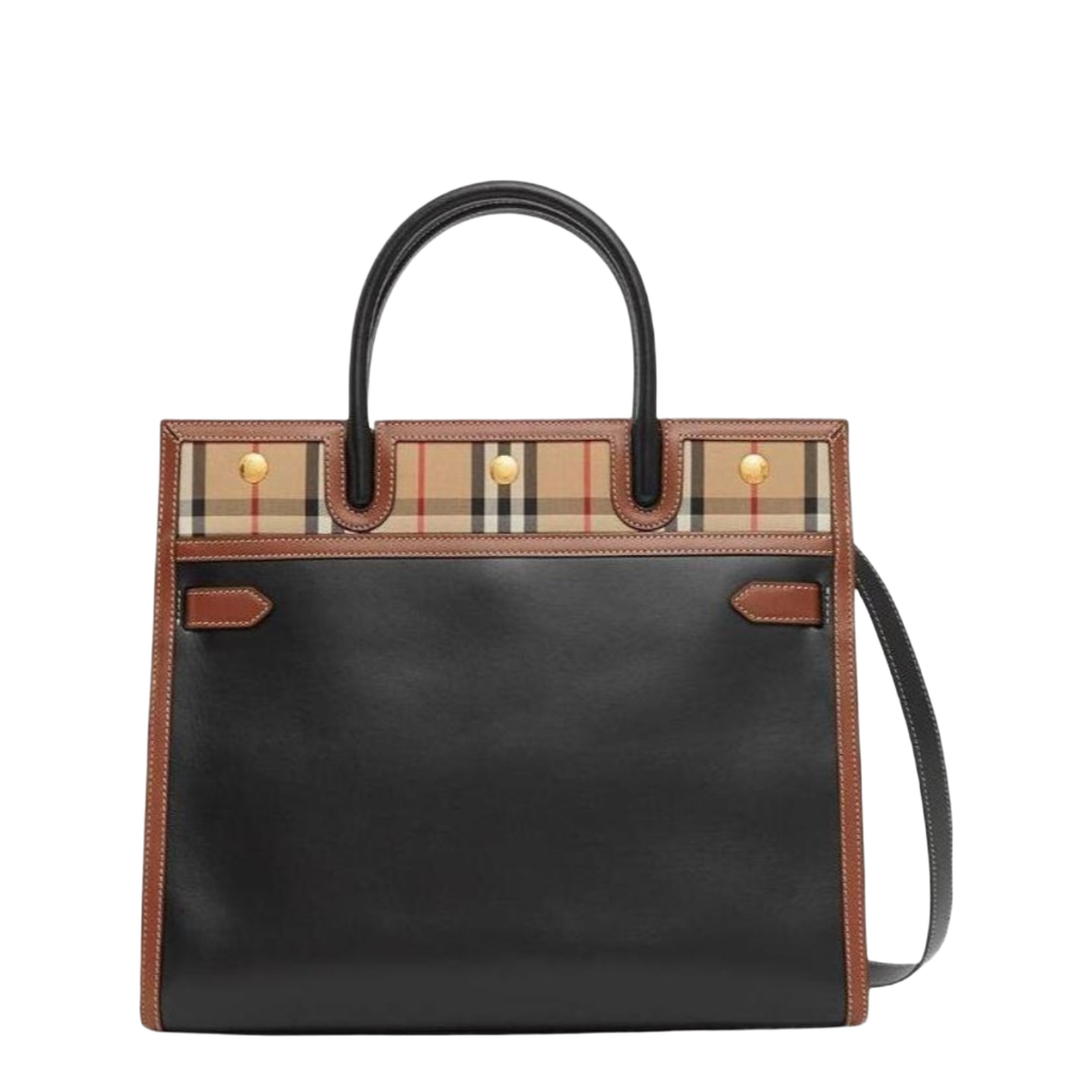 Small Leather and Vintage Check Two-handle Title Bag – MAYFEYR